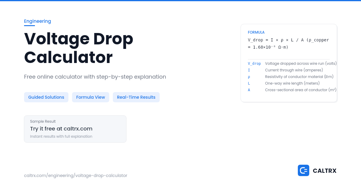Voltage Drop Calculator – Safe Wire Sizing | CALTRX