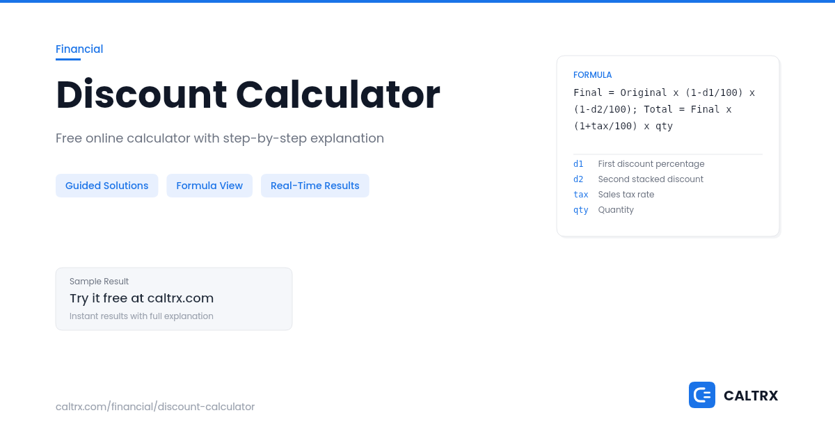 Discount Calculator – Original Price & You Save | CALTRX