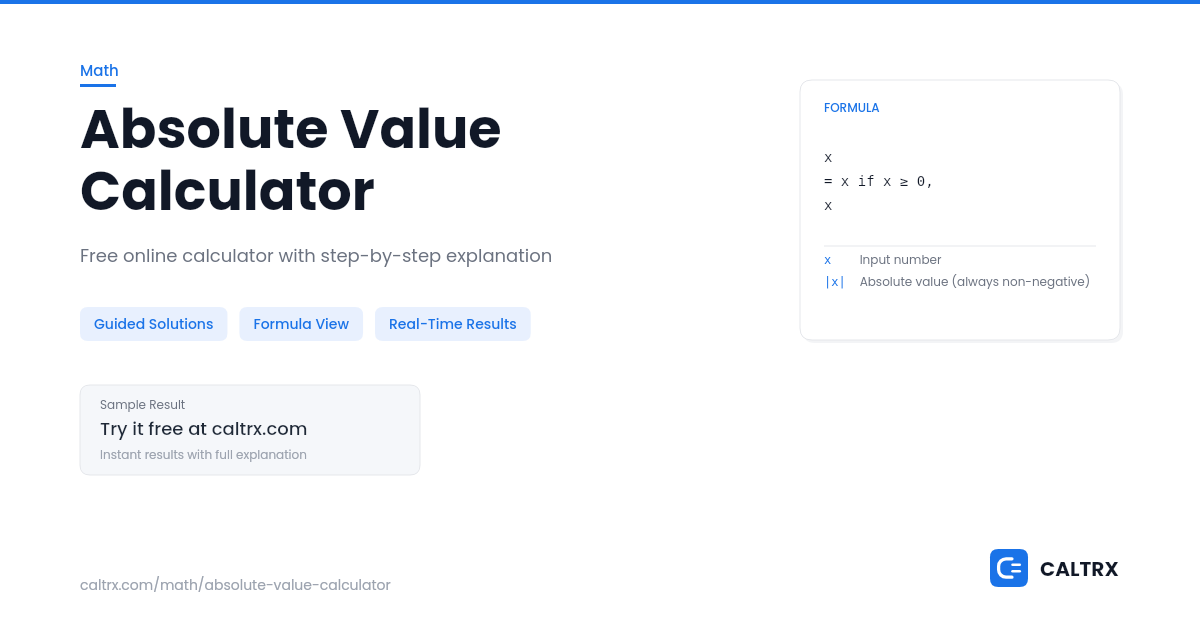 Absolute Value Calculator – Distance from Zero | CALTRX